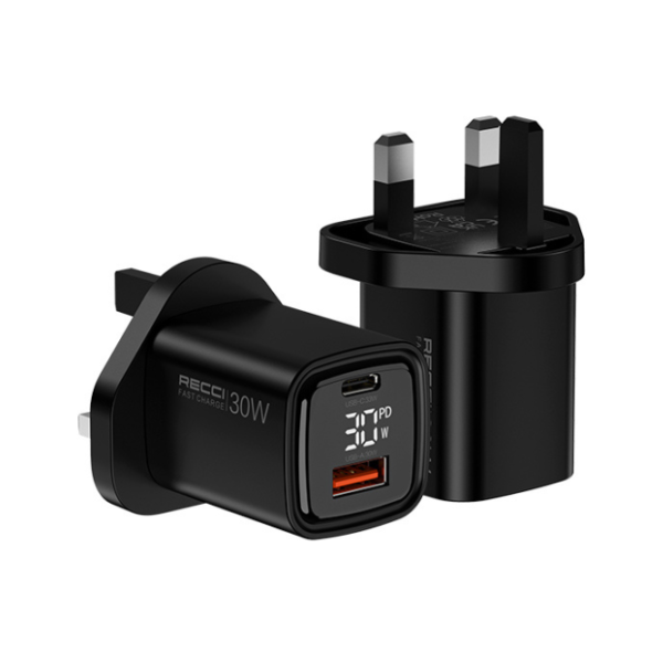 Recci RC81U PD 30w Digital Display Fast Charger Black – Epic Store